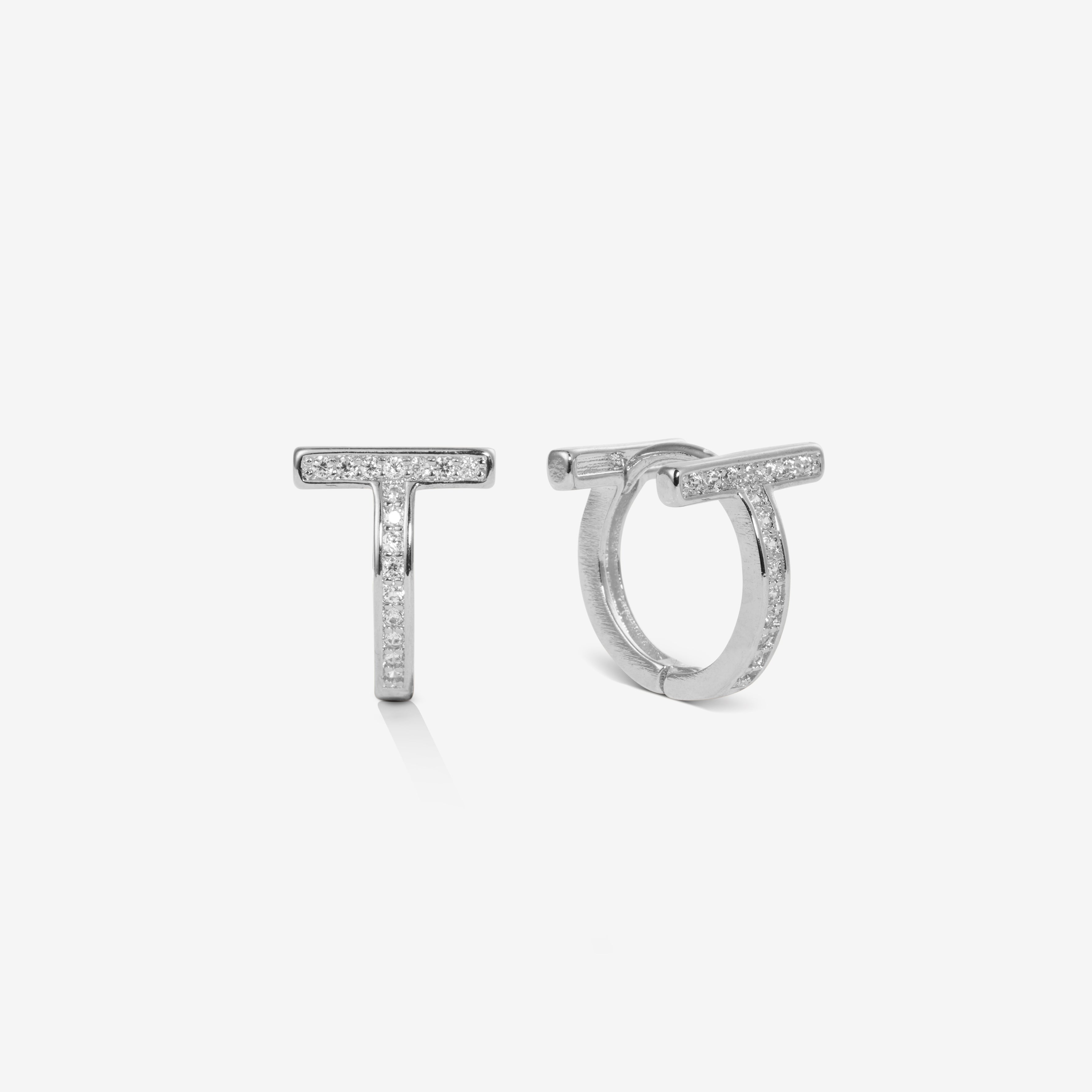 T HOOPS Silver 925 sterling silver 18k gold plating