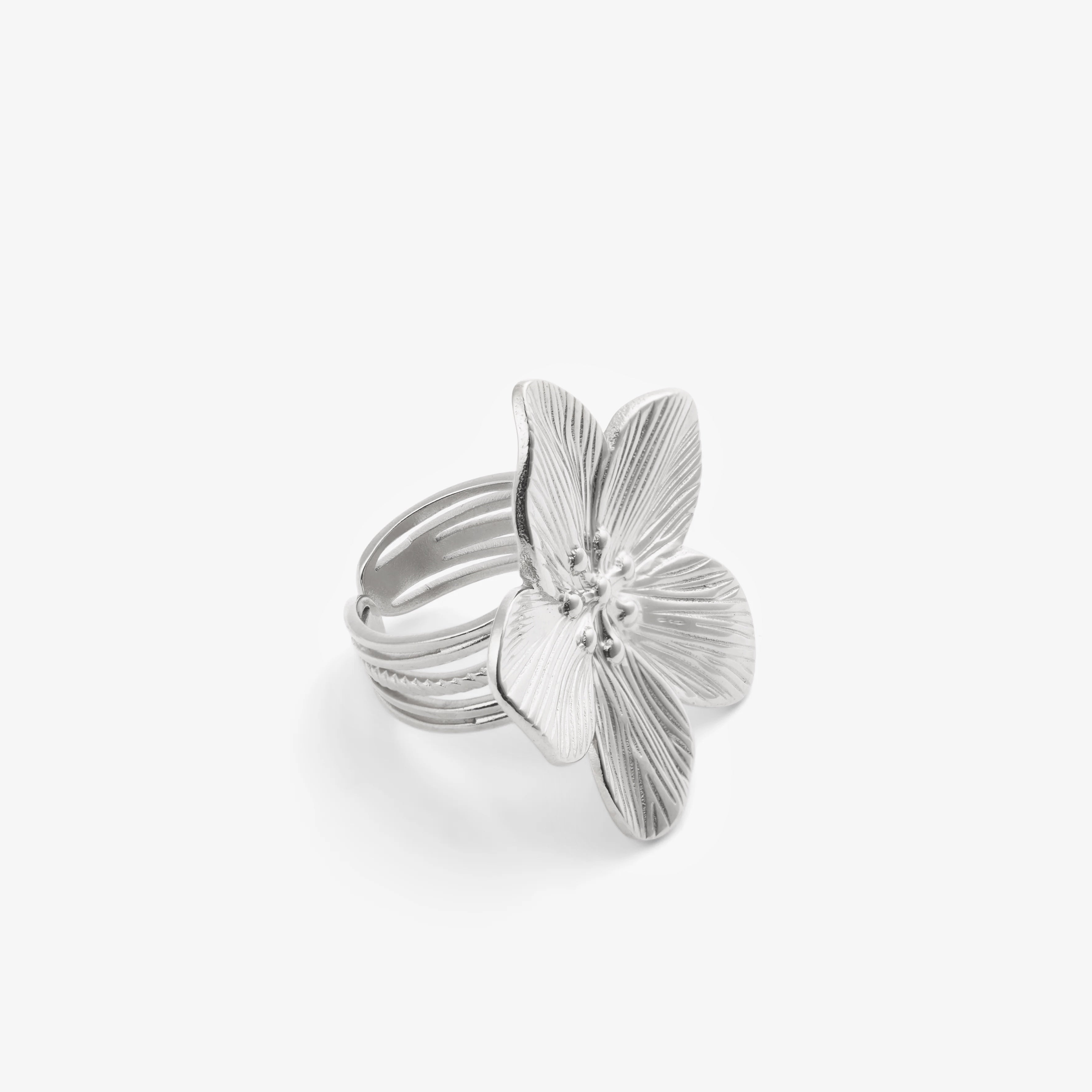 LARGE FLOWER RING silver woman ring 925 silver 18k gold plated – BYBORN